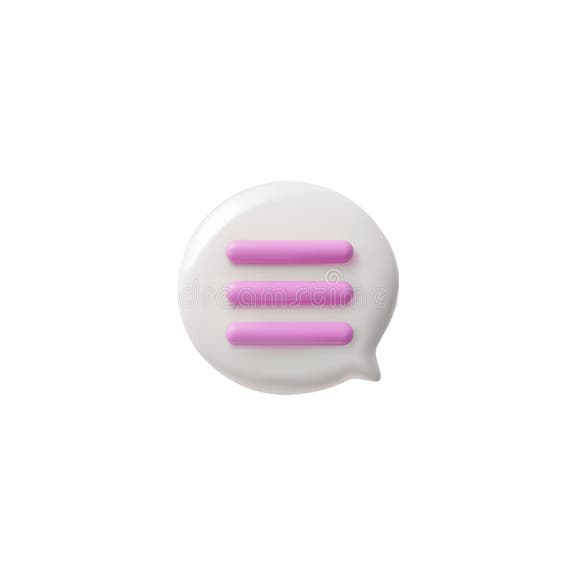 3D Glossy White Circle Speech Bubble with Pink Text Lines, Vector ...