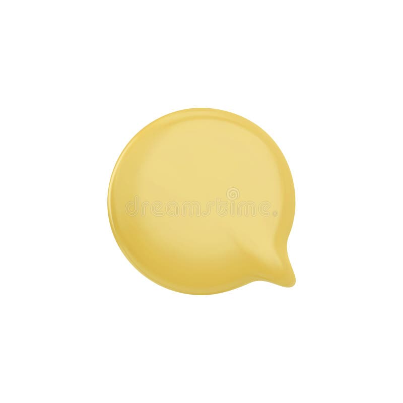 3D Glossy Yellow Empty Speech Bubble, Vector Render Round Text Bubble ...
