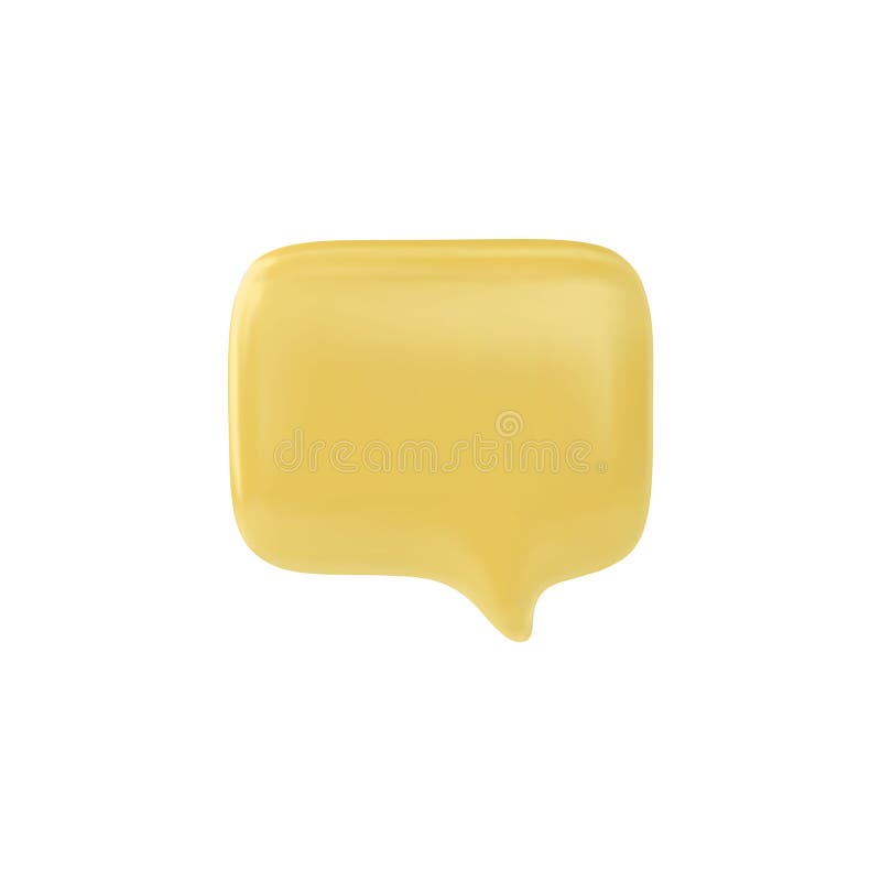 3D Glossy Yellow Empty Speech Bubble, Vector Render Roundish ...
