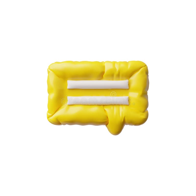 3D Glossy Yellow Inflated Balloon Speech Bubble with Lines Vector Icon ...
