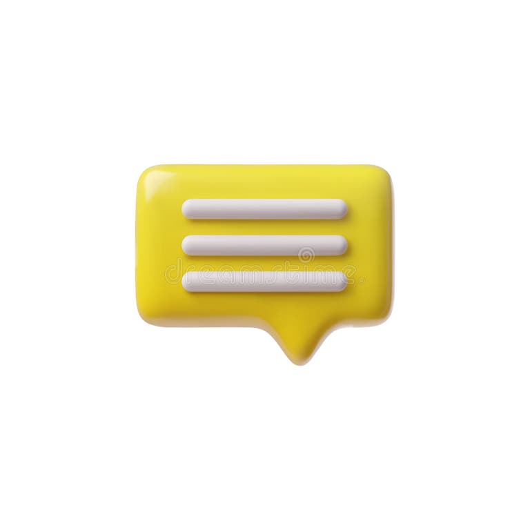 3D Glossy Yellow Speech Bubble with White Text Lines, Vector Volume ...