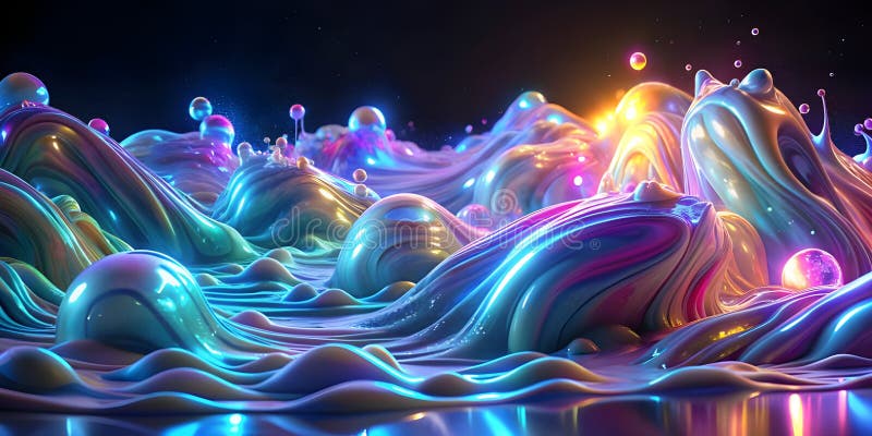 3d Glow Liquid and Fluid Background Stock Illustration - Illustration ...