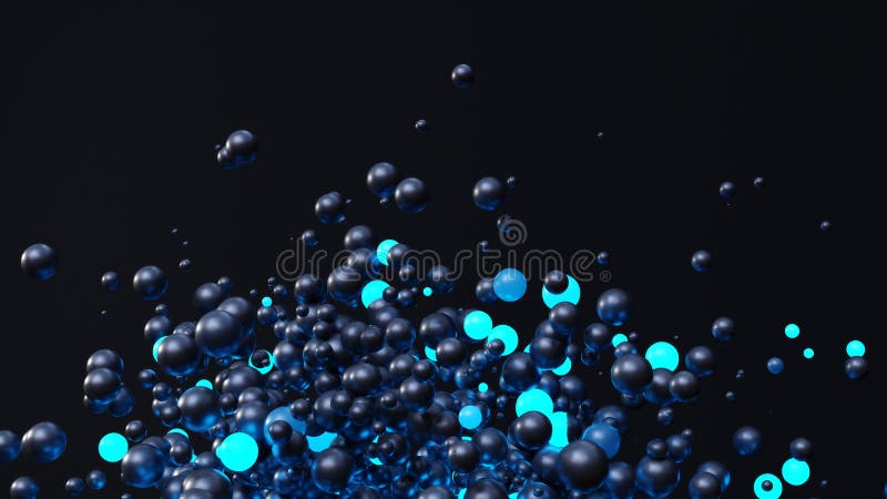 3d Glowing Blue Balls Floating in Dark Space Stock Illustration ...