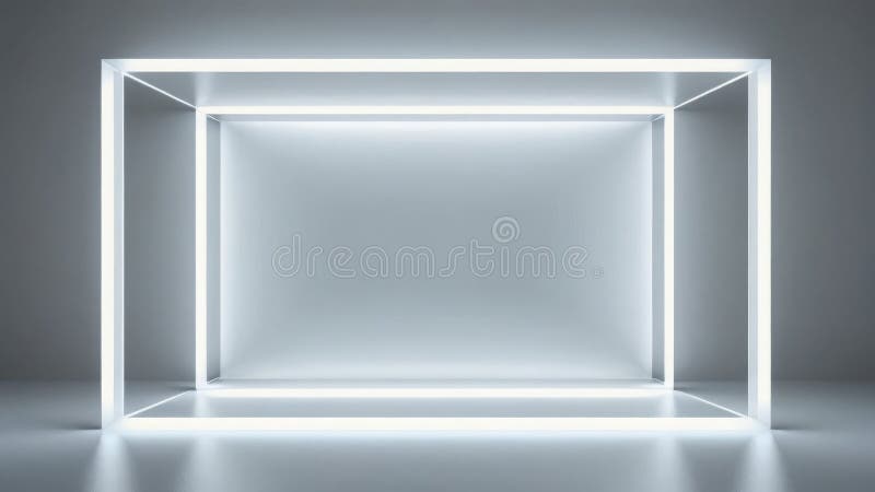 3D Glowing Frame in a Minimalist Space, Ideal for Modern Design Themes ...