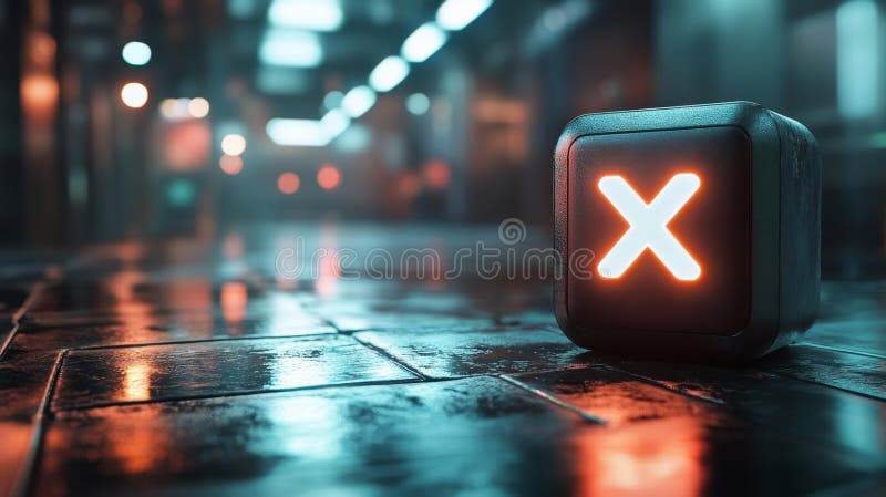 3D Glowing X Logo Cube Design Stock Illustration - Illustration of neon ...