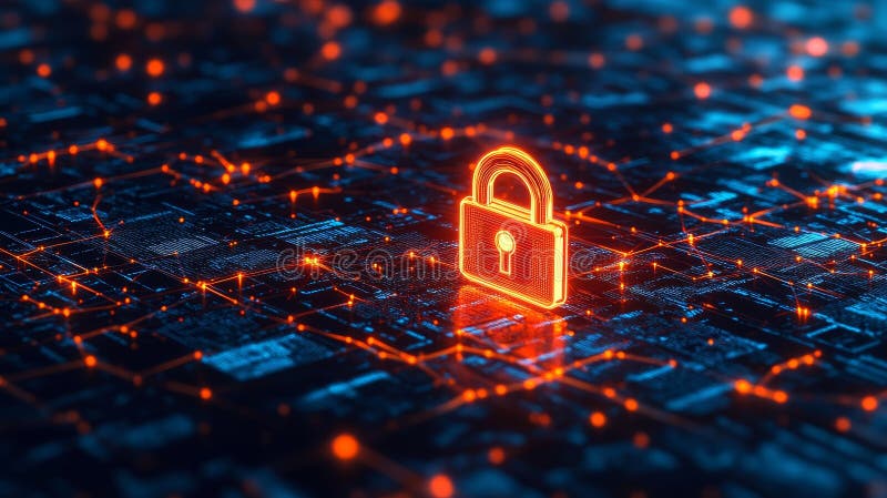 3d Glowing Padlock Icon on a Network Backdrop Symbolizing Data ...