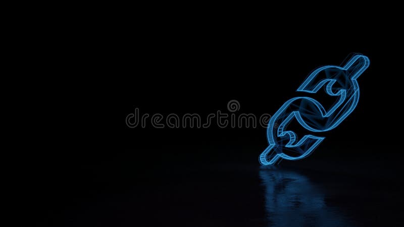 3d Glowing Wireframe Symbol of Symbol of Link Isolated on Black ...