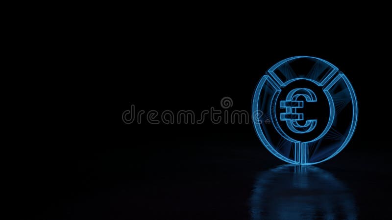 3d Glowing Wireframe Symbol of Symbol of Pie Chart Isolated on Black ...