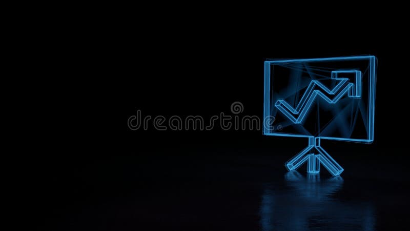 3d Glowing Wireframe Symbol of Symbol of Presentation Isolated on Black ...