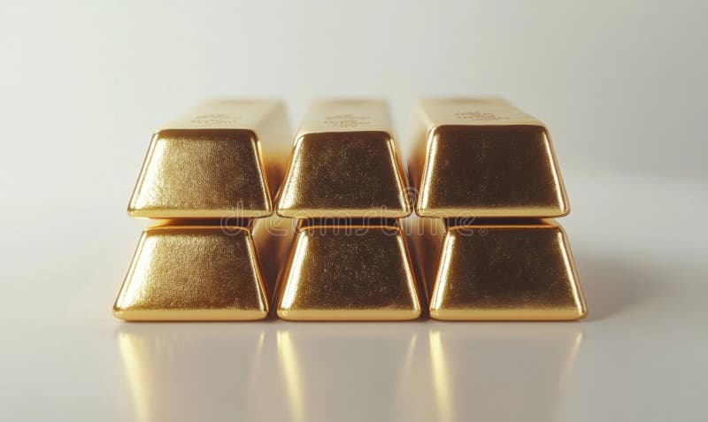 3D Gold Bar Stack with Realistic Shine and Reflections, Isolated on a ...
