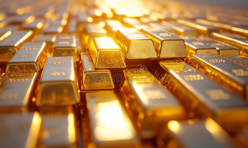 3D Gold Bar Stack with Realistic Shine and Reflections, Isolated on a ...