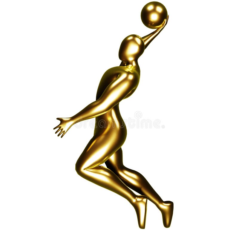 3d Gold Basketball Player Figure Doing Slam Dunk Stock Image ...