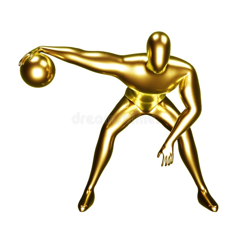 3d Gold Basketball Stickman Player Doing Dribble Stock Photo ...