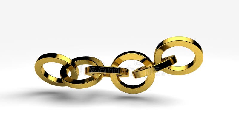 3D Gold Chain Links Isolated on White Stock Illustration - Illustration ...