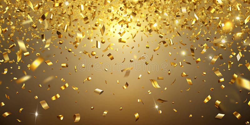 3D Gold Confetti Floating Down To Celebrate Stock Illustration ...