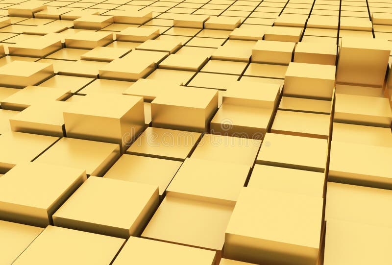 3d Gold cubes stock illustration. Illustration of background - 89956868