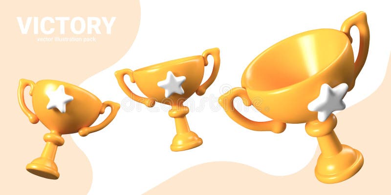 3D Gold Cup in Funny Game Style. Valuable Prize for Winner Stock Vector ...
