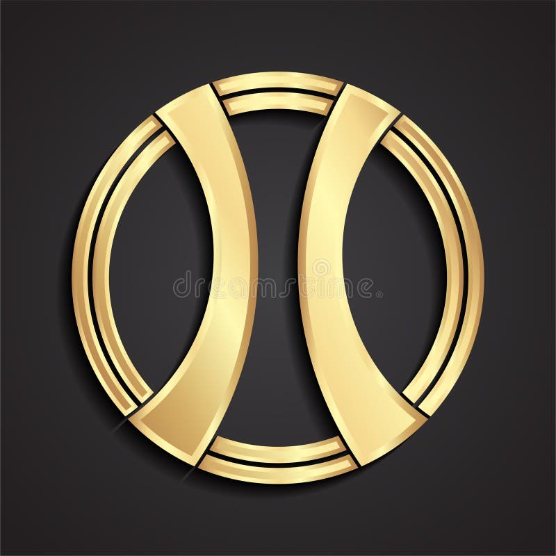3d Gold Double Circle Linear Logo Design Stock Vector - Illustration of ...