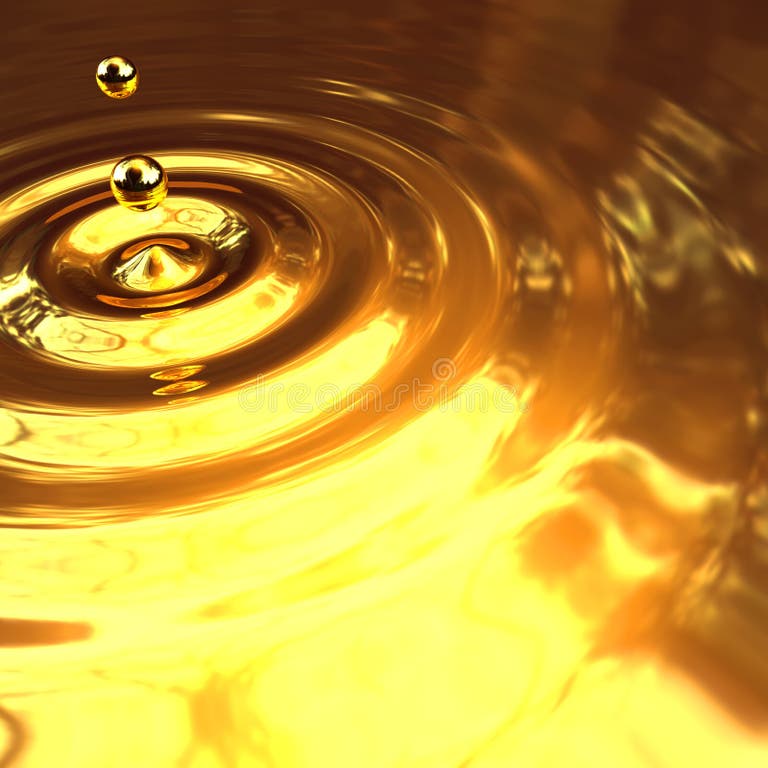 3d Gold Droplet and Ripples Stock Illustration - Illustration of money ...
