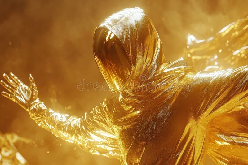 A 3D Gold Figure in a Production Pose, Sleek and Technical, Design ...
