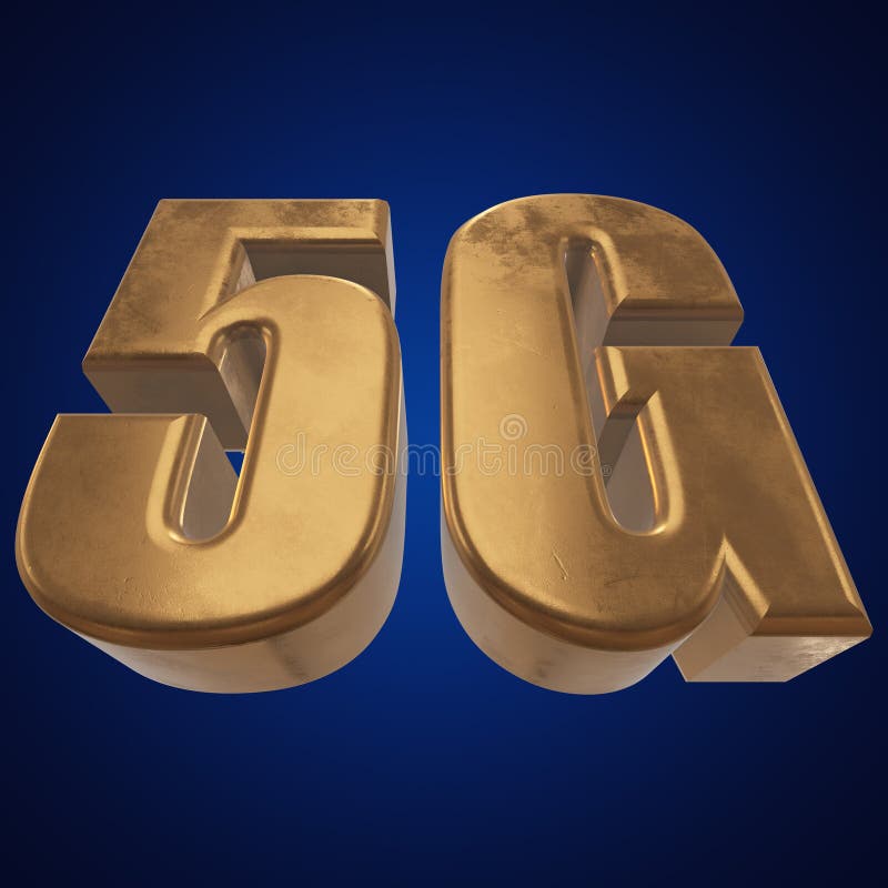 3D gold 5G icon on blue stock illustration. Illustration of abstract ...