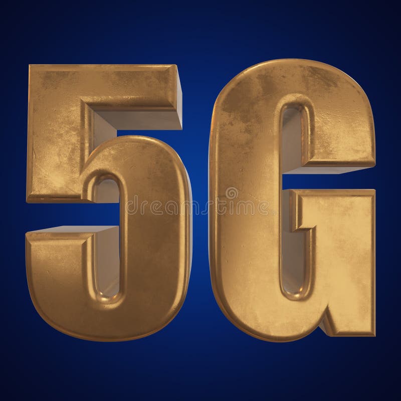 3D gold 5G icon on blue stock illustration. Illustration of cell - 86102668