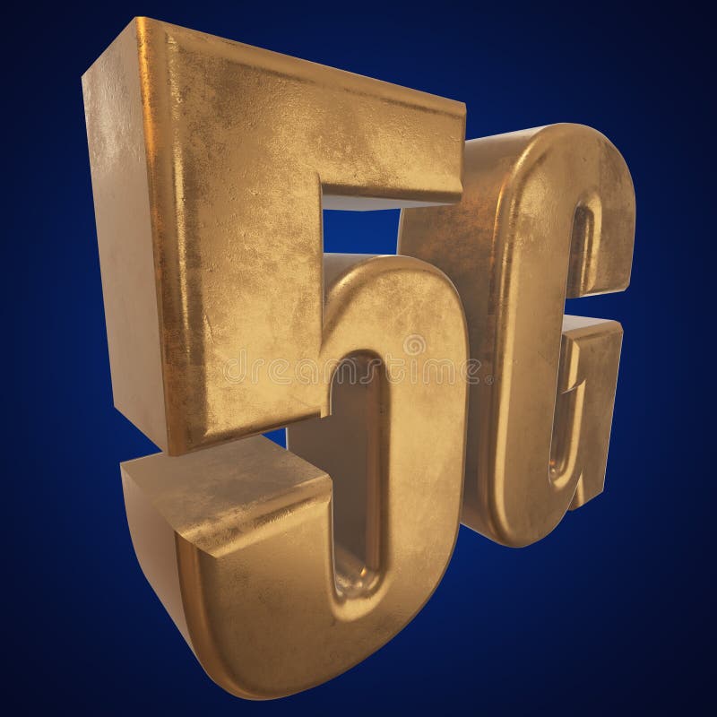 3D gold 5G icon on blue stock illustration. Illustration of data - 86102932