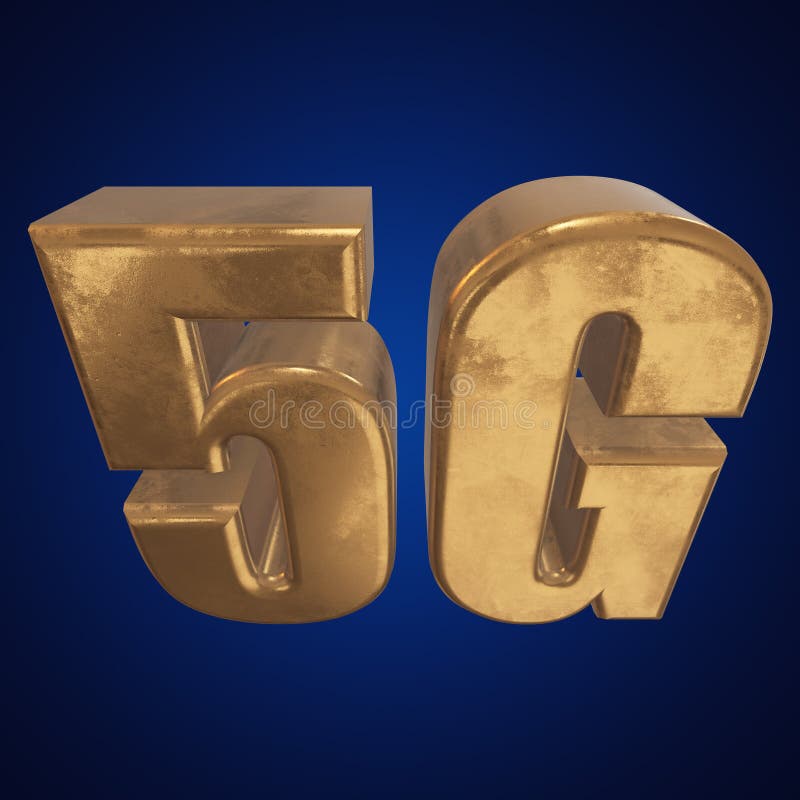 3D gold 5G icon on blue stock illustration. Illustration of data - 86385126