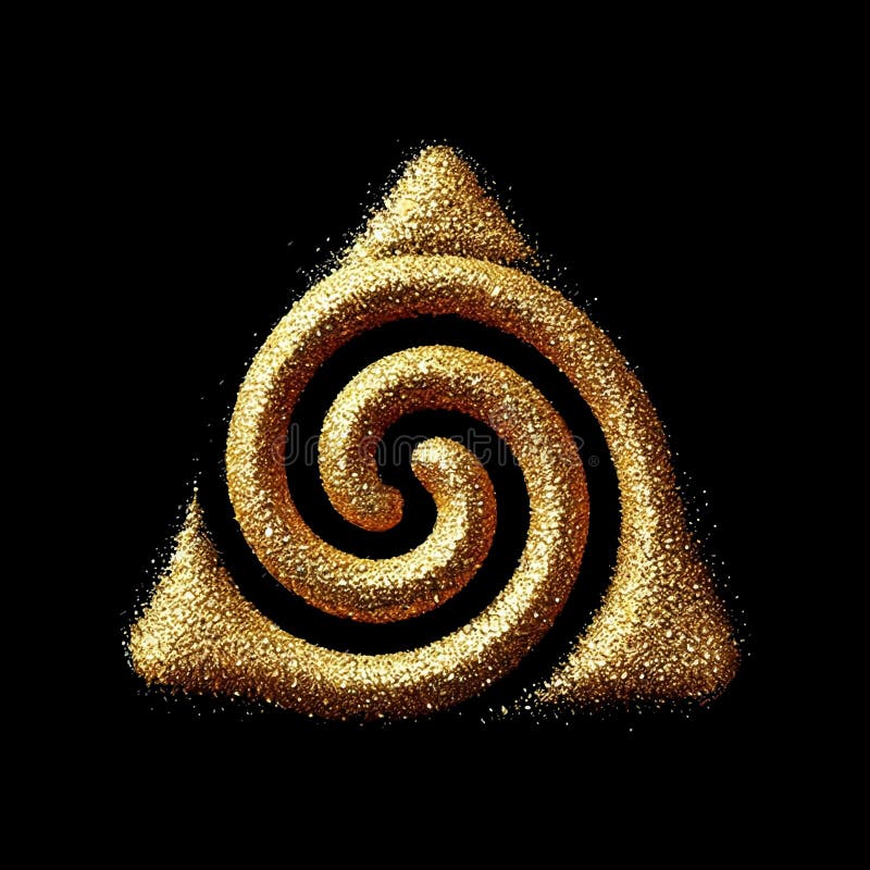 3d Gold Glittery Luxury Isolated Vector Spiral Triangle Pattern Element ...