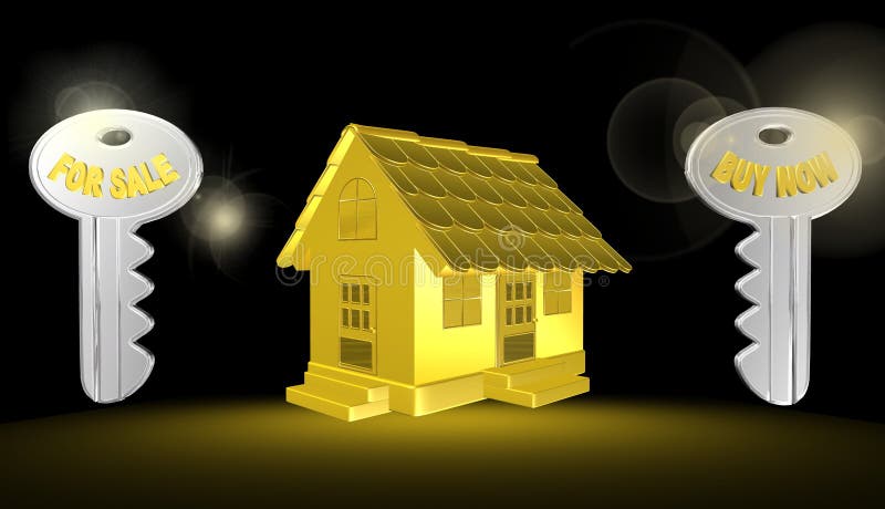 3d gold house,illustration stock illustration. Illustration of real ...