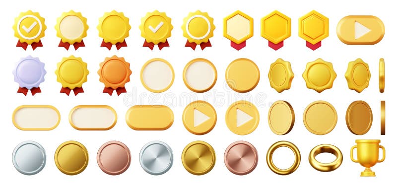 3d gold icons set. stock vector. Illustration of creative - 322996234