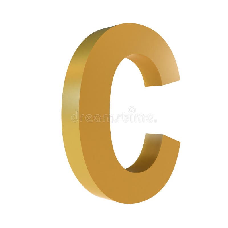 3D Gold Letter C stock illustration. Illustration of alphabet - 84562273