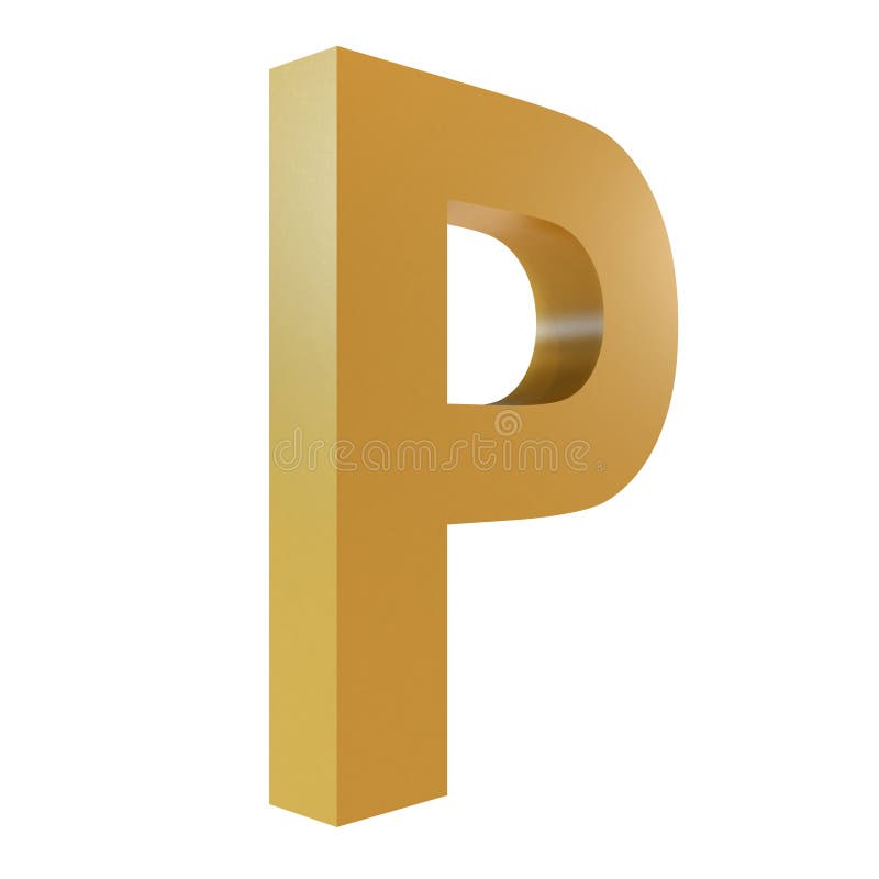 3D Gold Letter P stock photo. Image of font, brushed - 84558686
