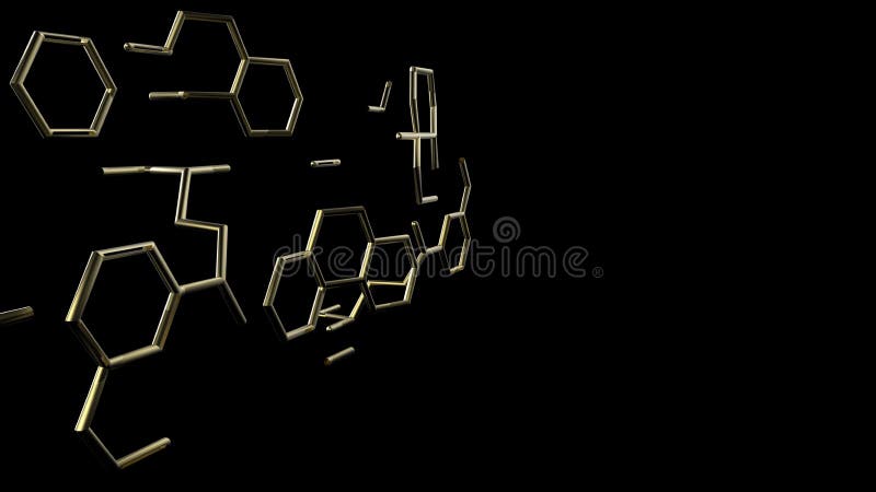 3d Gold Metal Hexagons on Black Background HD Structure Molecule ...