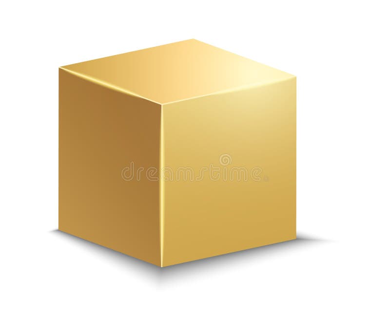 3d Gold Metallic Cube. Realistic Vector Geometric Shape Stock Vector ...