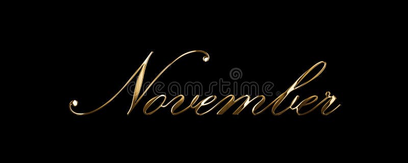 3d Gold Month November Text Stock Illustration - Illustration of ...