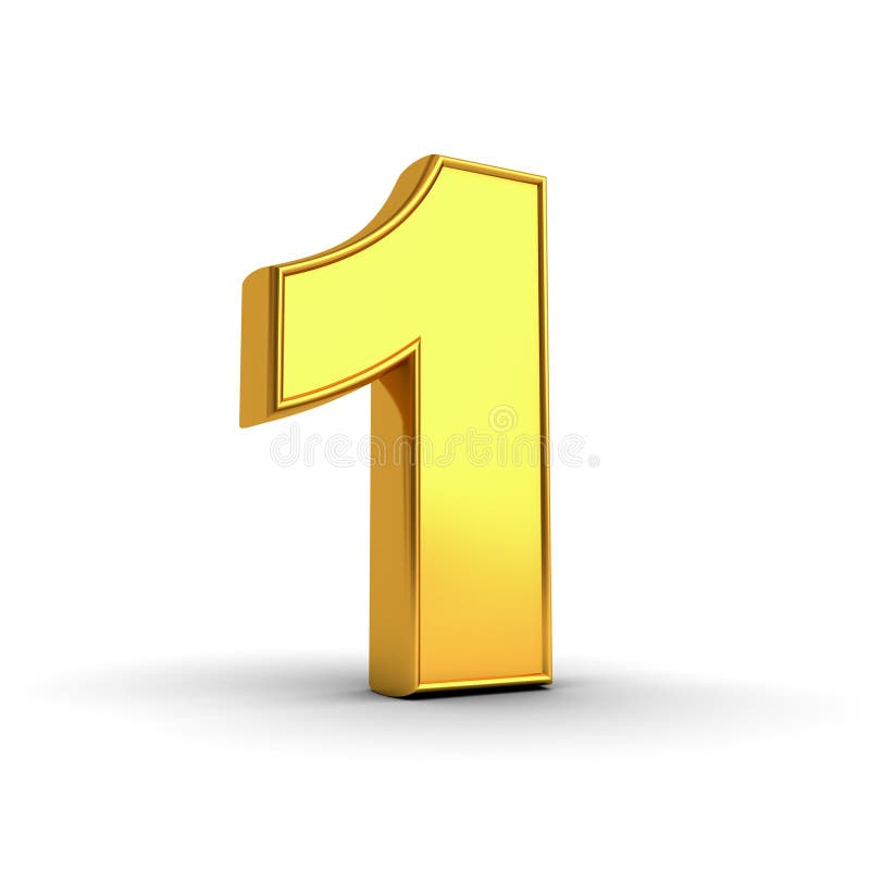 3D Gold Number One , 1 Isolated Over White Stock Illustration ...