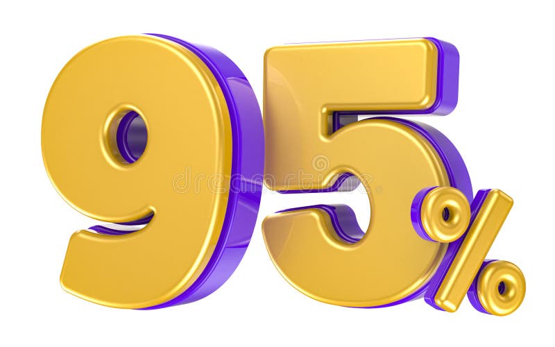 3d Gold Number 95 Percent Off Rendering Stock Image - Illustration of ...