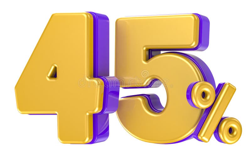 3d Gold Number 45 Percent Off Rendering Stock Photo - Illustration of ...