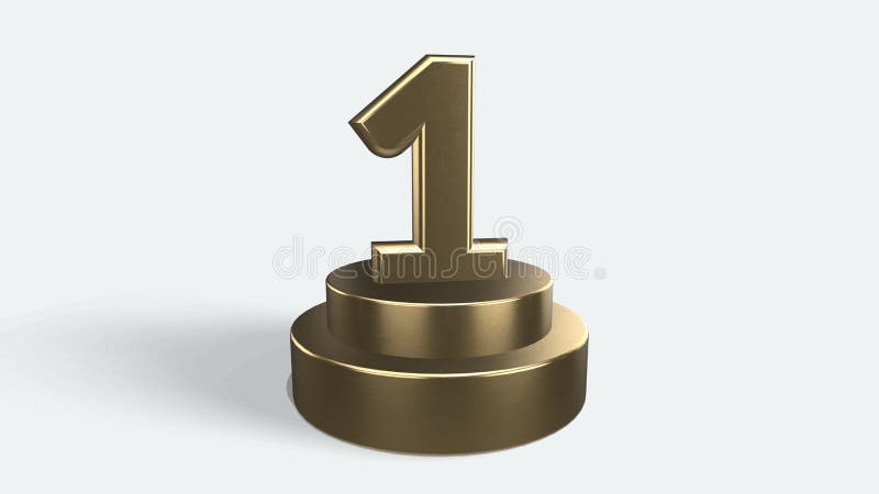3d Gold Number 1 3d Render on White Background Stock Illustration ...