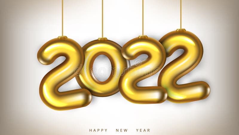 3D Gold 2022 Numbers New Year Greeting Card Stock Vector - Illustration ...