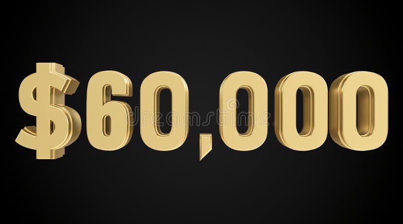 60 Thousand Dollars 3D Gold, 3D Numbers Stock Illustration ...