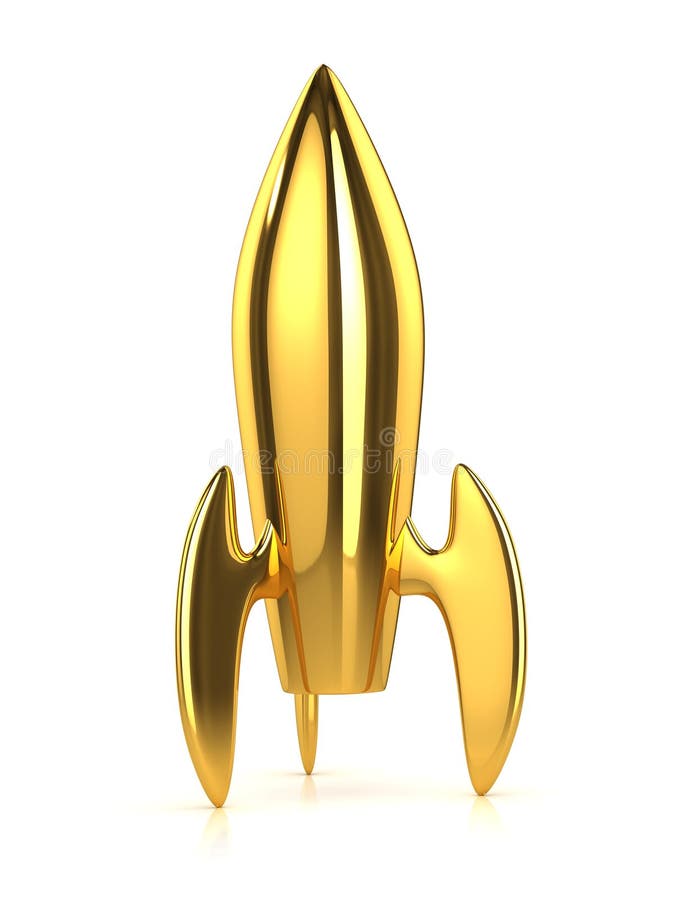 3d Gold rocket stock illustration. Illustration of gold - 43756562