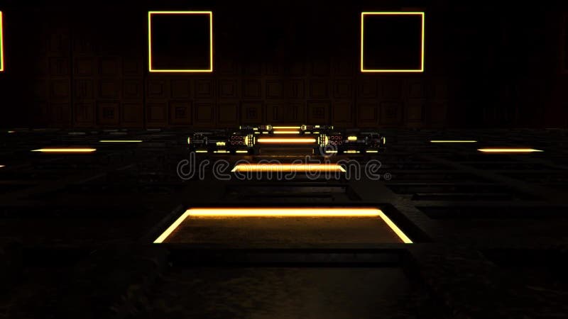 3D Gold Sci-Fi Tech Room Environment Intro Logo Background Stock Video ...