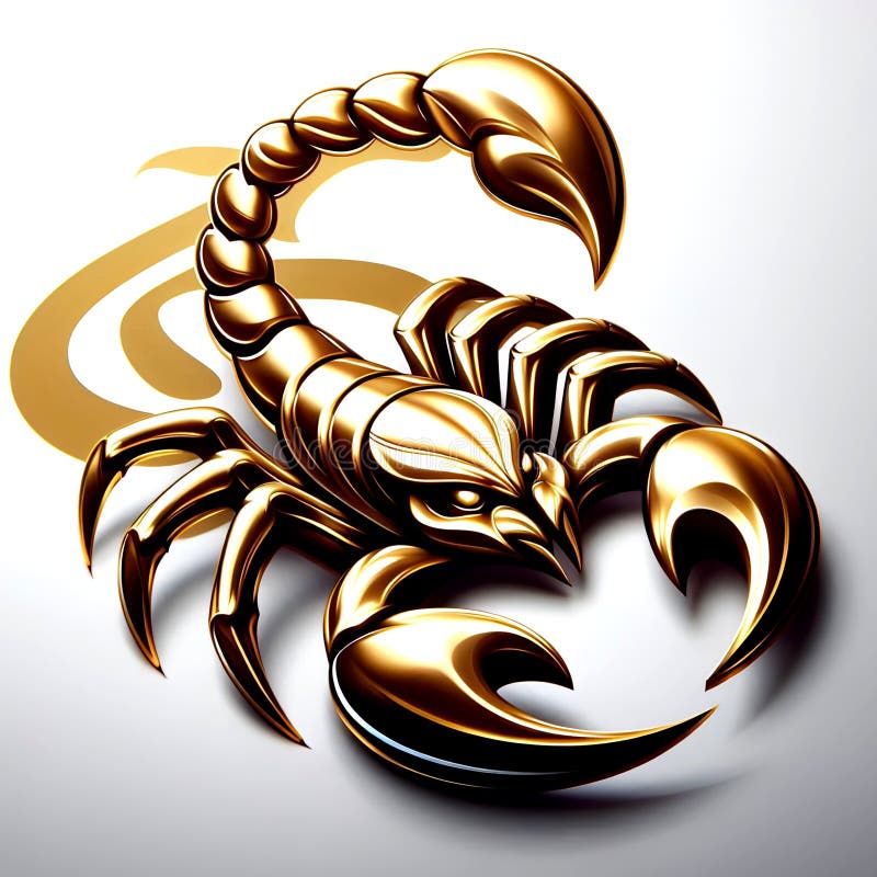 3d Gold Scorpion Logo Design Stock Image - Image of white, background ...