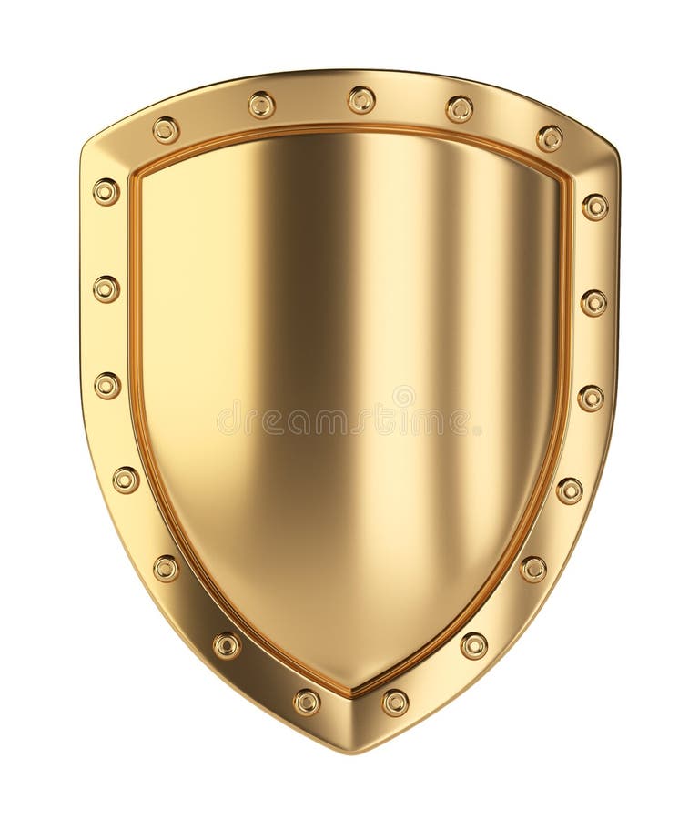 Gold Metal Shield Isolated 3d Illustration Stock Illustration ...