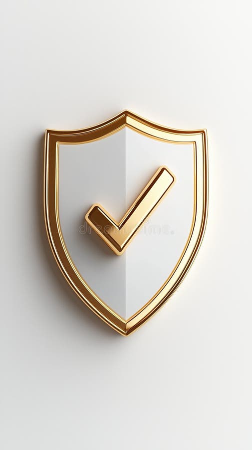 3D Gold Shield Icon with Checkmark, Symbolizing Security and Trust ...