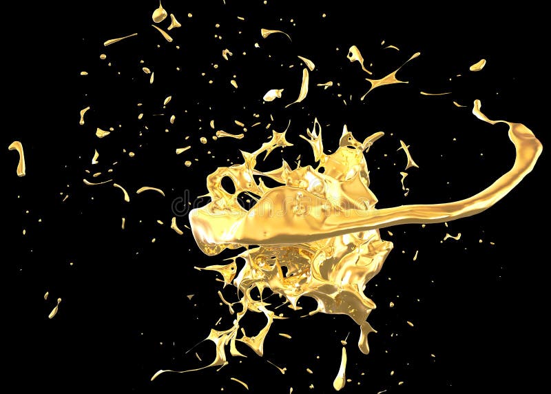 3D Gold splash stock illustration. Illustration of isolated - 235879402