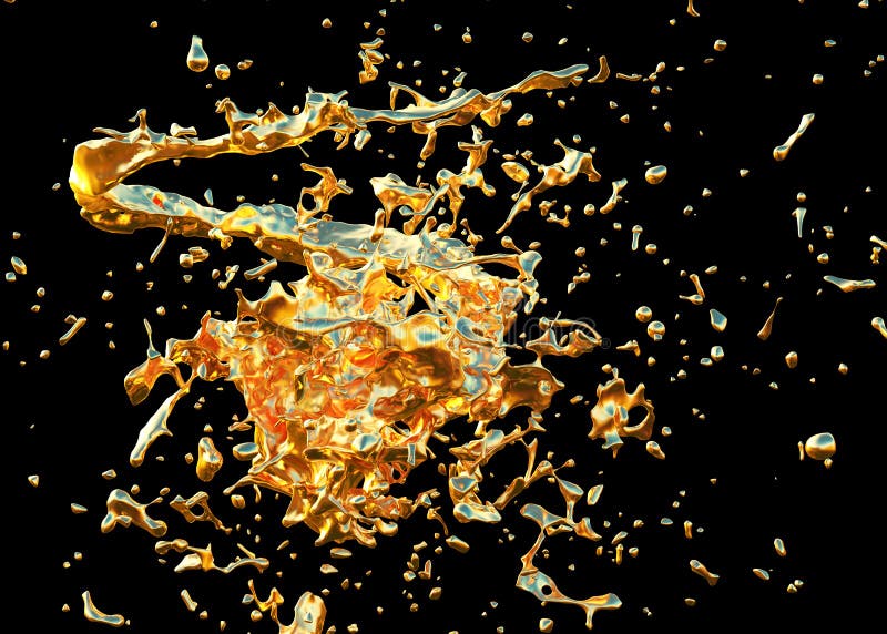 3D Gold splash stock illustration. Illustration of flight - 243608692