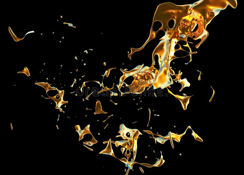3D Gold splash stock illustration. Illustration of paint - 243608714